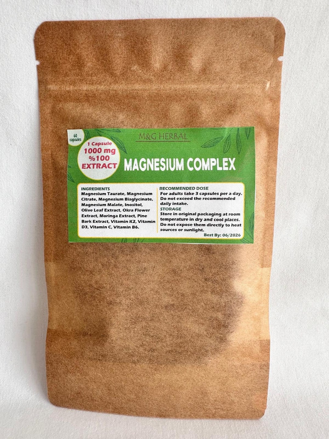 MAGNESIUM COMPLEX + HERBAL Extracts - 60 Capsules 60.000MG - 100% Pure ...