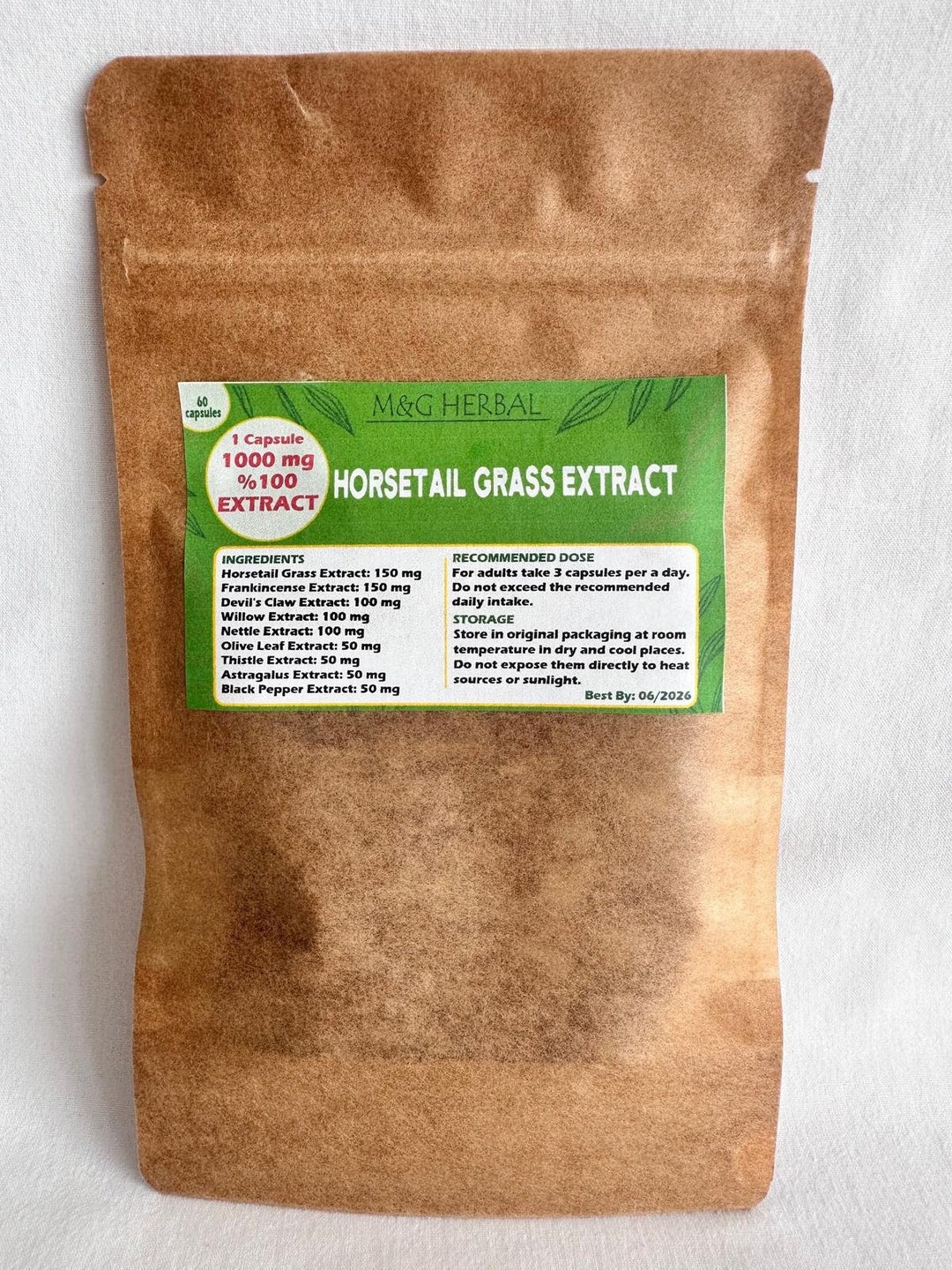 HORSETAIL GRASS EXTRACT - 60 Capsules 60.000MG - 100% Pure and Natural ...