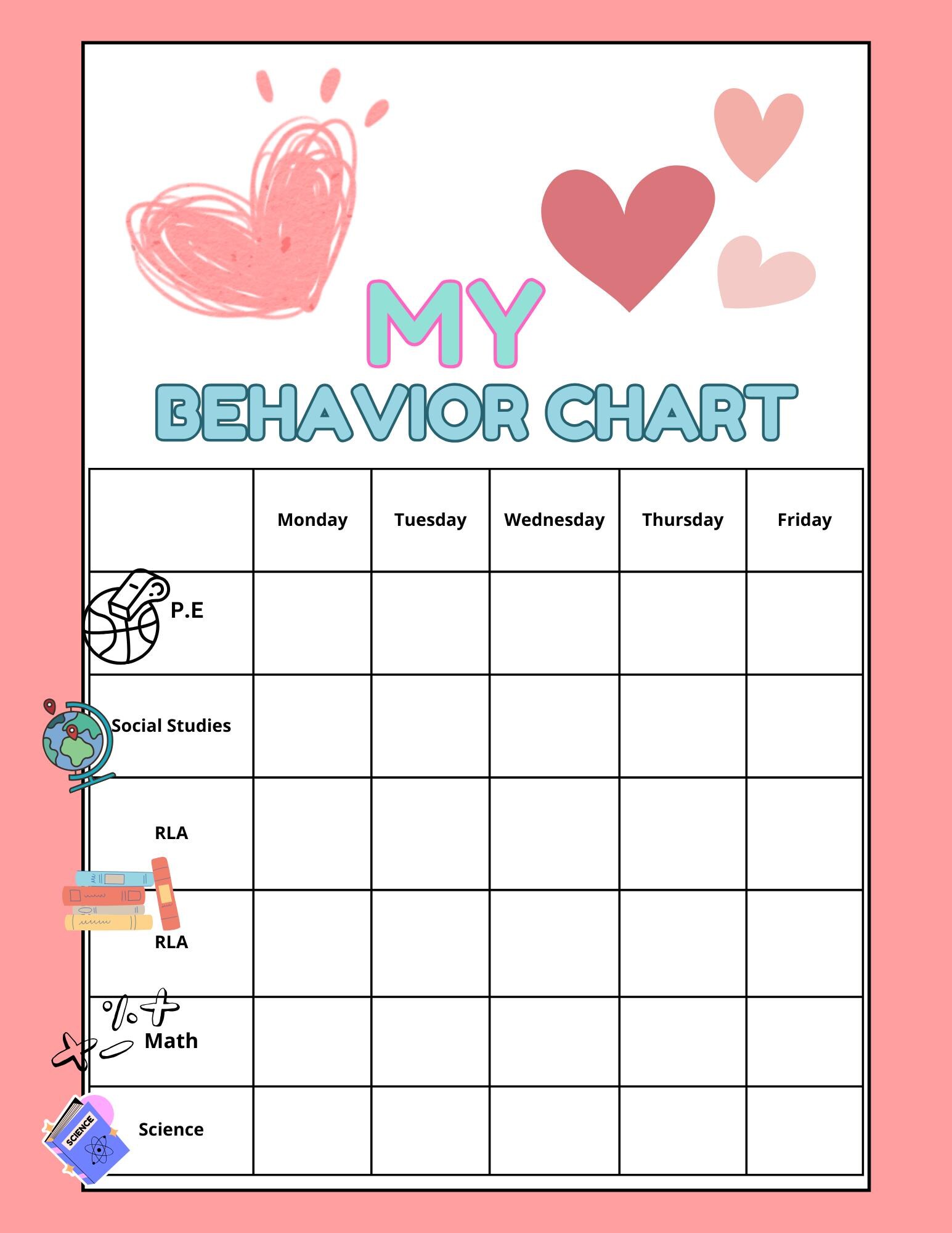 Behavior Chart-female - Etsy