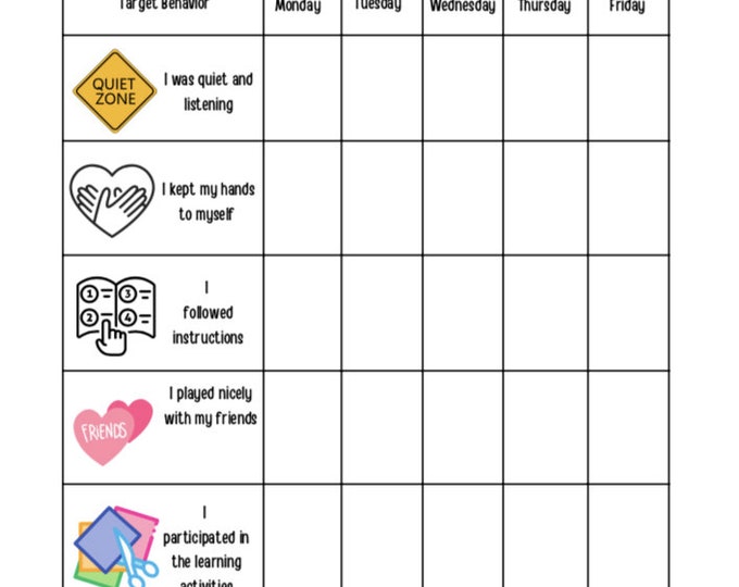 Chart, Behavior, Lesson, Teacher, Student - Etsy