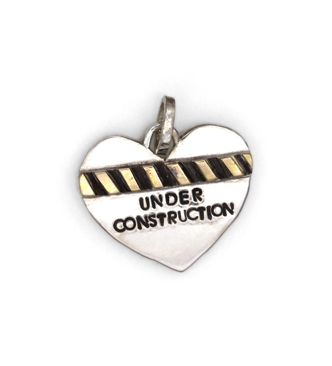 Road Sign Heart Pendant, Large Handmade UNDER CONSTRUCTION Heart Charm ...