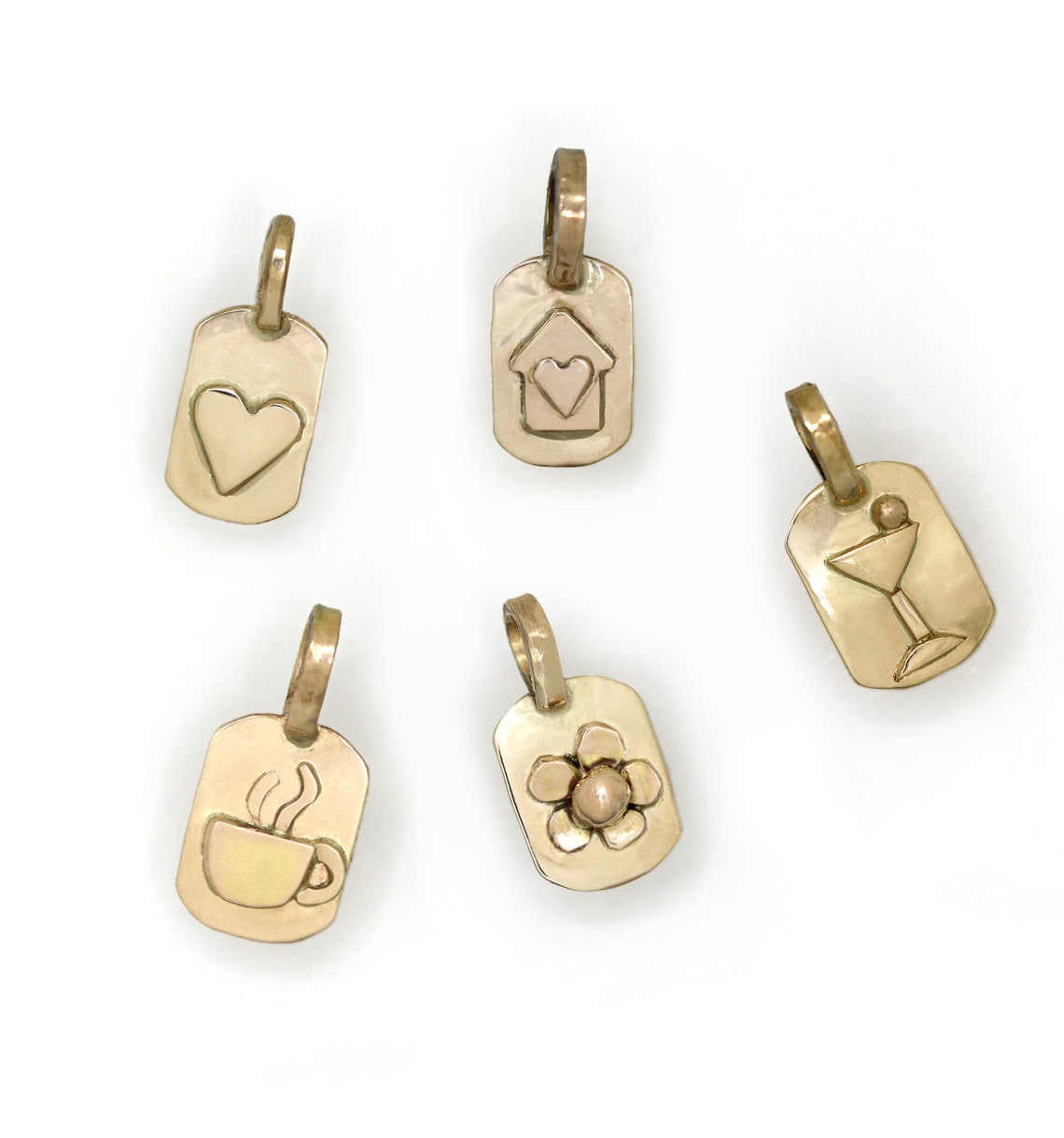 14K Martini Charm, Solid Gold Cocktail Dog Tag Charm, One of a Kind - Etsy