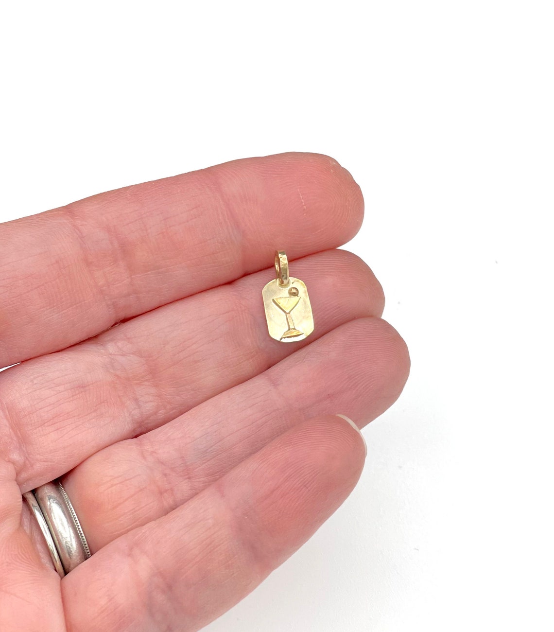 14K Martini Charm, Solid Gold Cocktail Dog Tag Charm, One of a Kind - Etsy