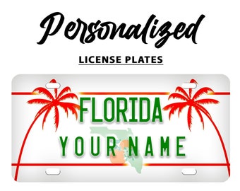 Florida Custom License Plate Custom Car Tag Tea Stained Flag - Etsy