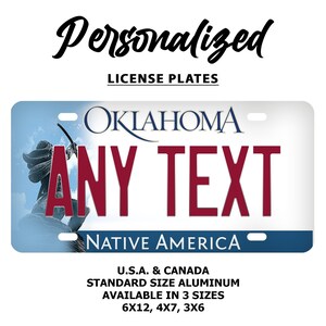 Custom Oklahoma License Plate | Personalized Name | Custom | All 50 ...