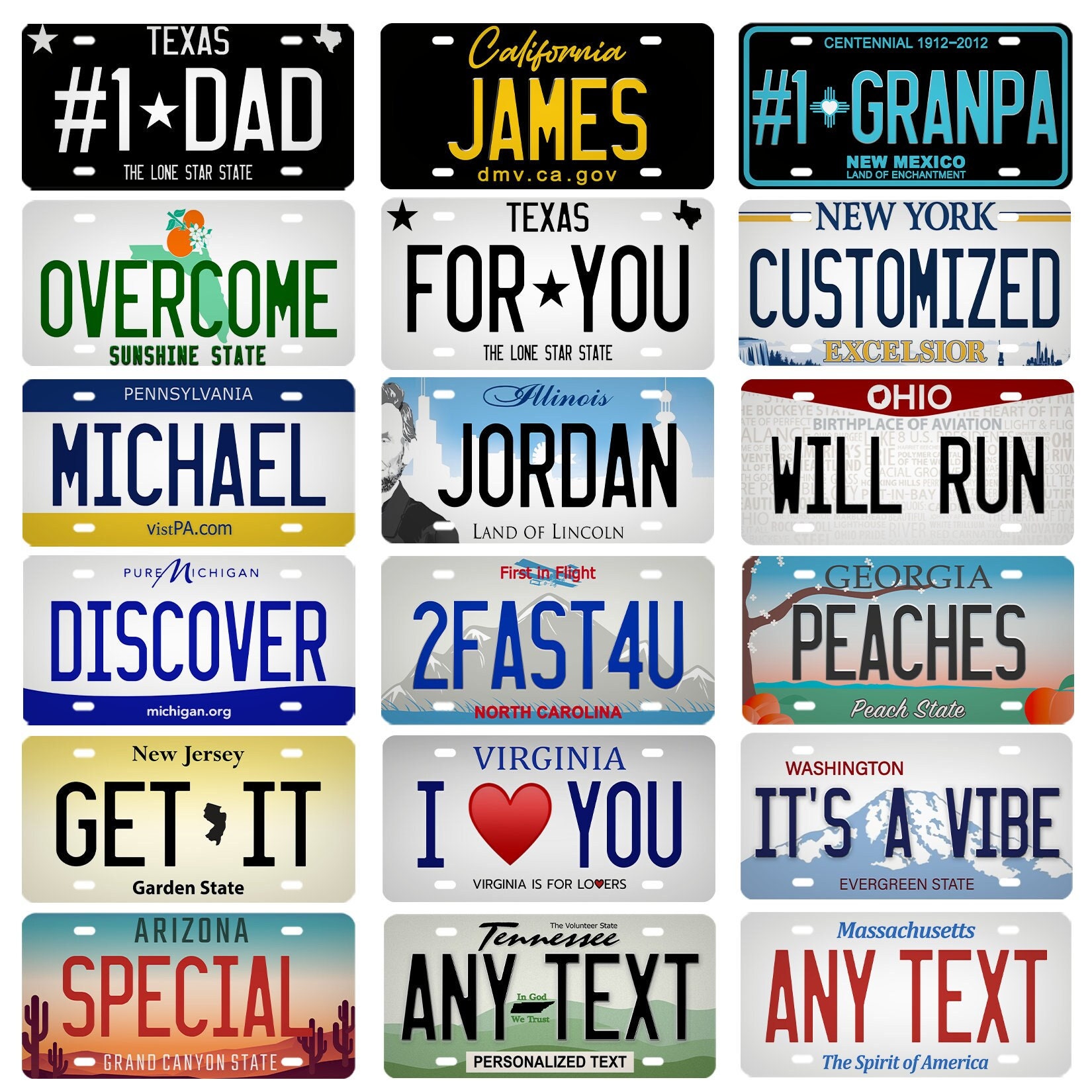 Custom Motorcycle License Plate Personalized Name Customized Text All ...