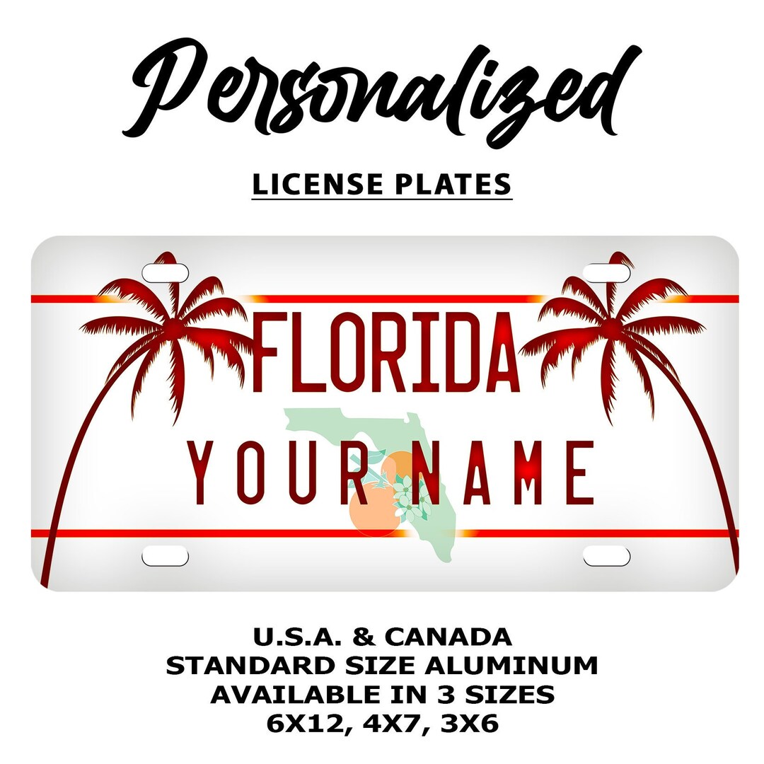 Custom Florida License Plate: Personalized Car, Motorcycle, Bicycle Tag ...