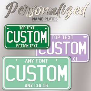 Personalized License Plate: Custom Color Name Plates, 3 Sizes, Car ...