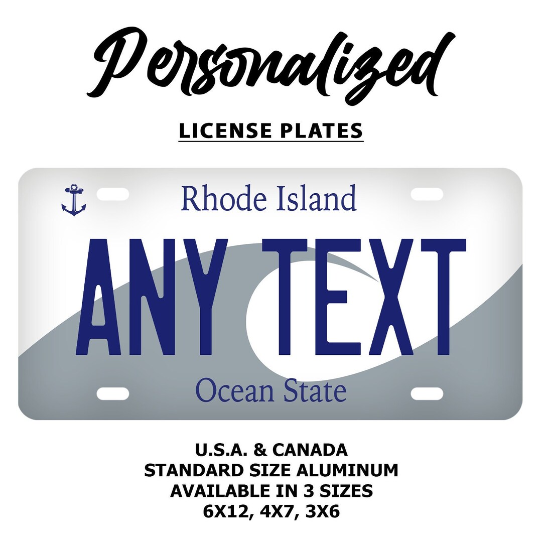Custom Rhode Island License Plate: Personalized Text, 3 Sizes - Etsy