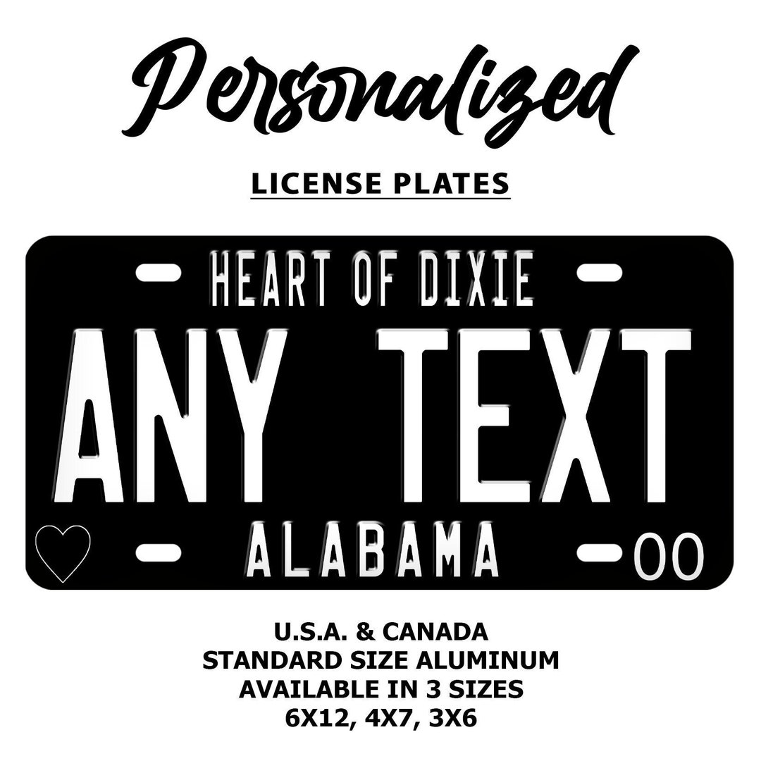Custom Alabama Black License Plate: Personalized Car, Motorcycle ...