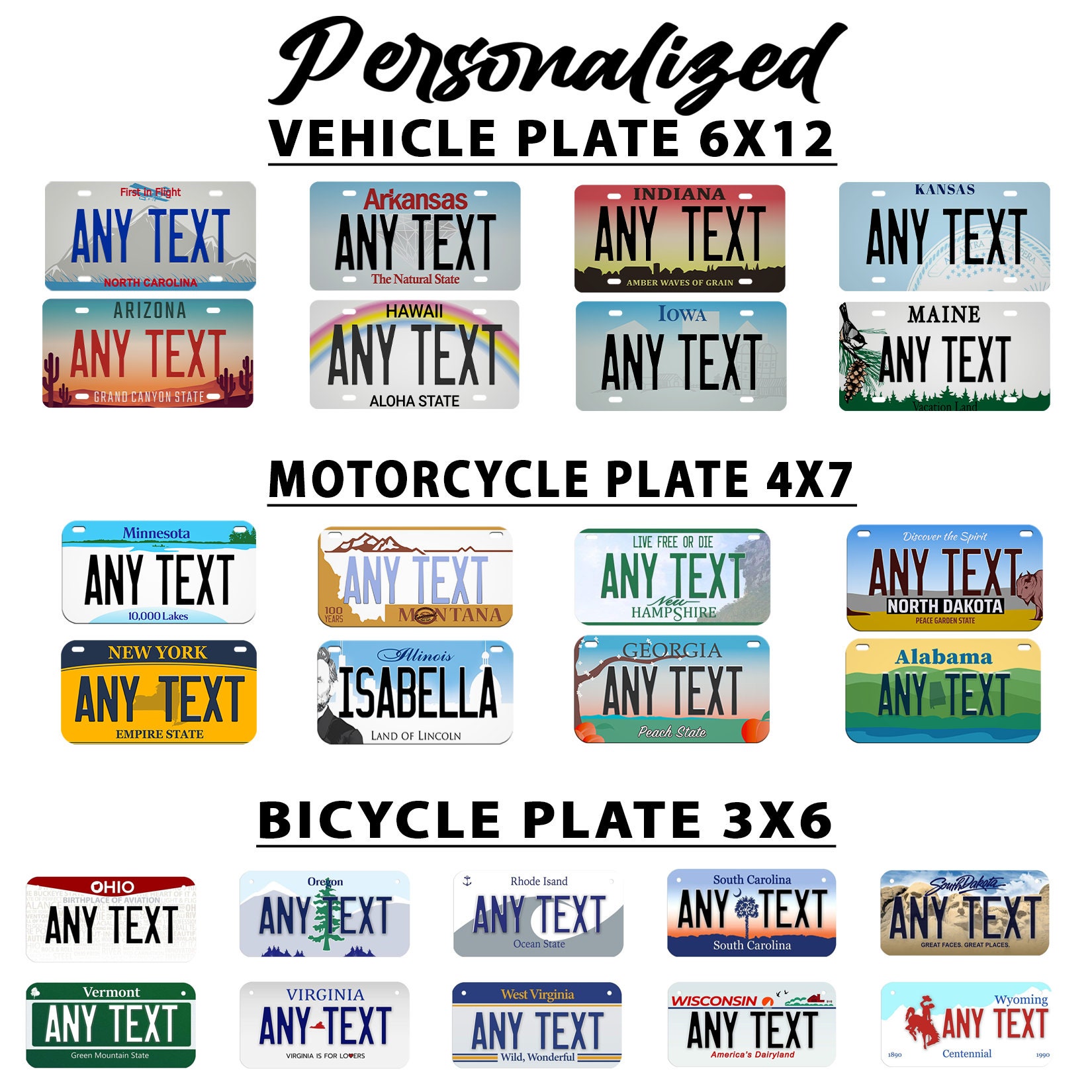 Custom Motorcycle License Plate Personalized Name Customized Text All ...
