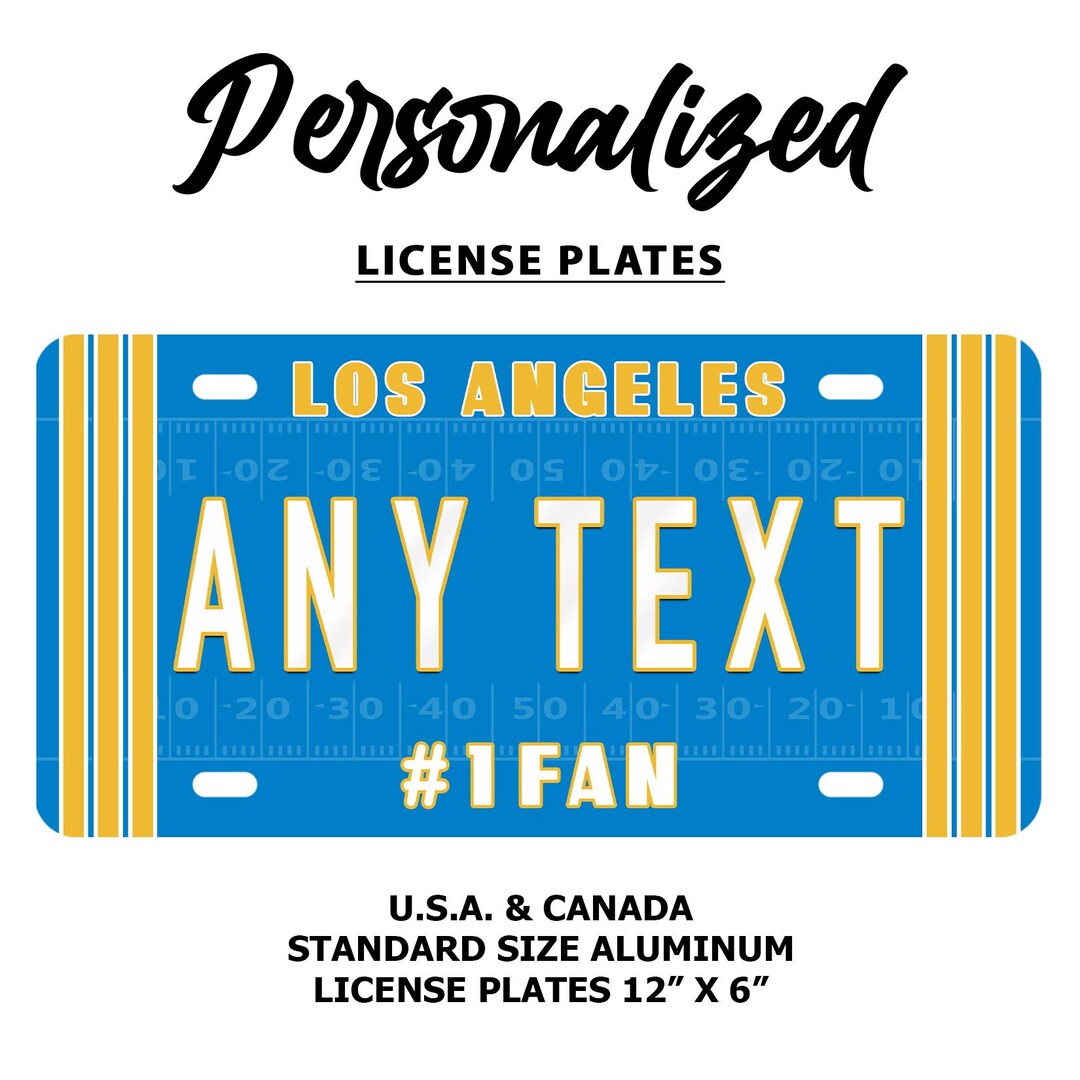 Los Angeles Chargers Custom Personalized Football License Plate | 3 ...