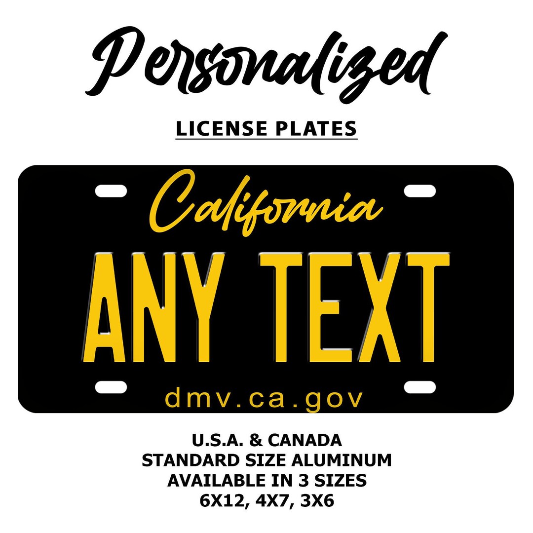 Custom California Black License Plate: Personalized Car, Motorcycle ...