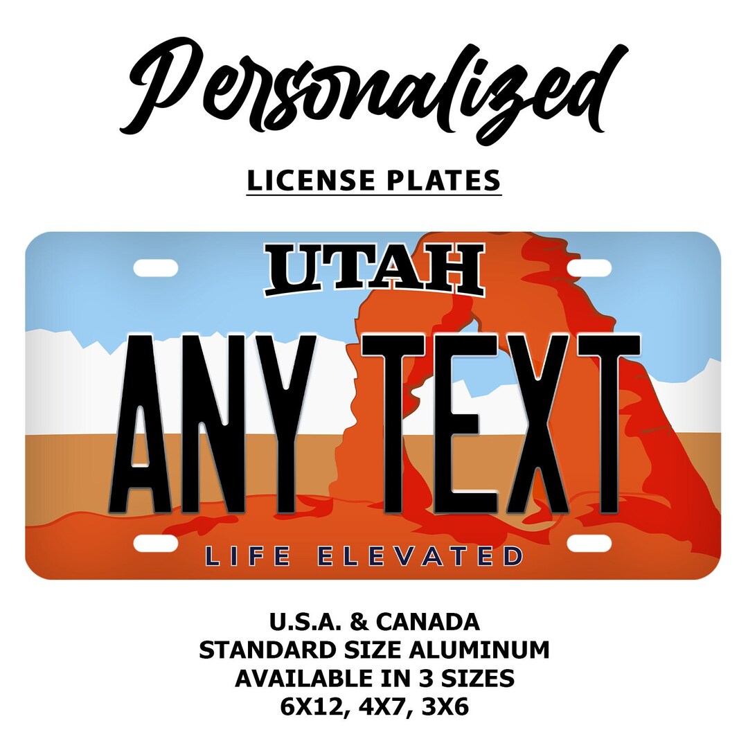 Custom Utah License Plate | Personalized Name | Custom Text | All 50 ...