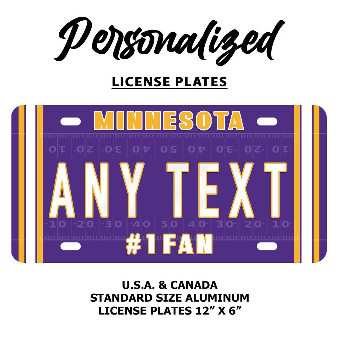 Minnesota Vikings Personalized License Plate: Custom Football Car Tag ...