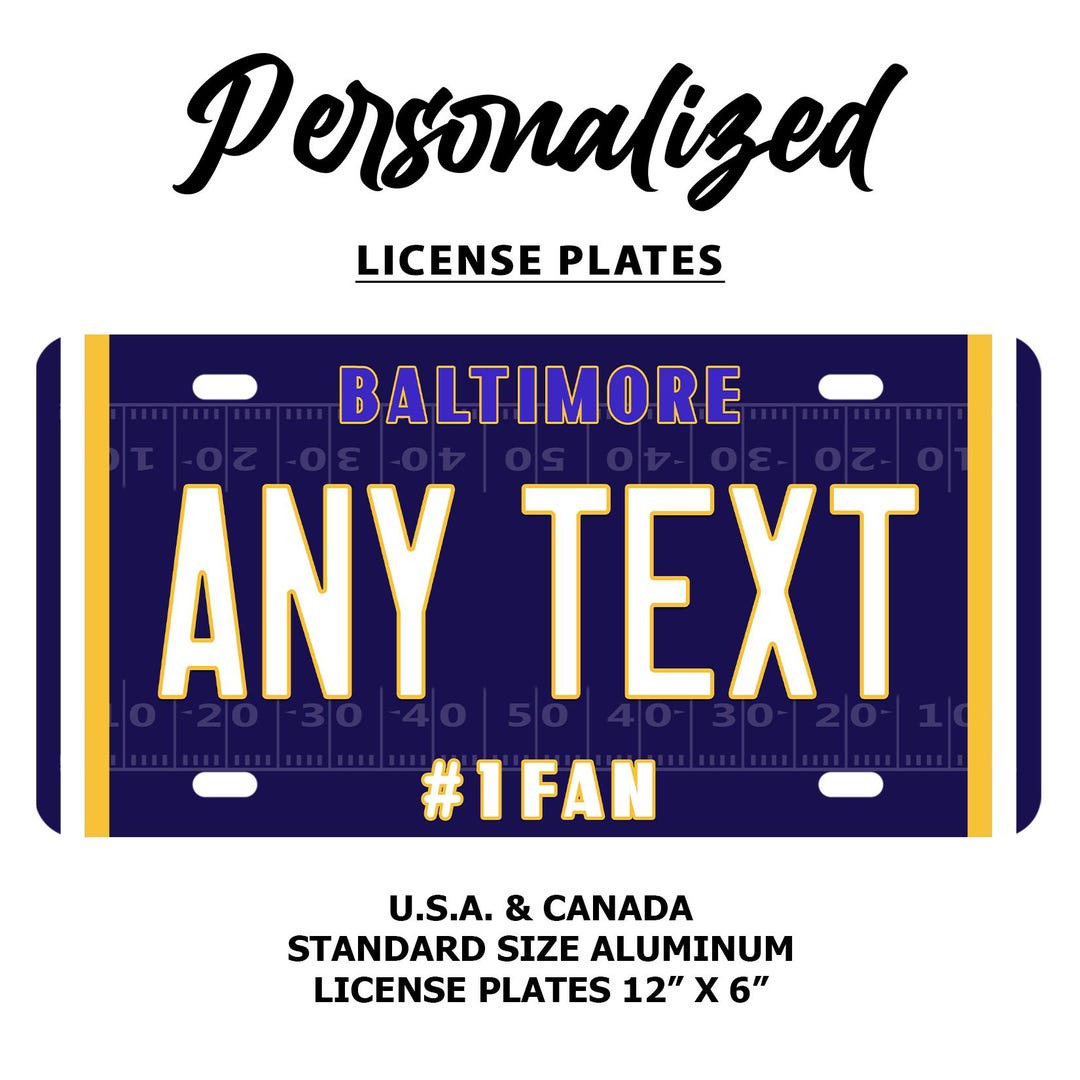 Baltimore Ravens Custom Personalized Football License Plate 3 Sizes ...
