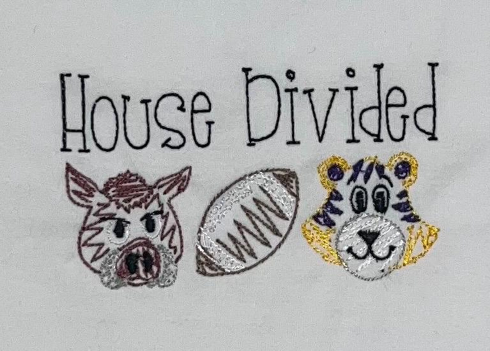 Embroidered House Divided Football Shirt: Tigers & Bulldogs - Etsy