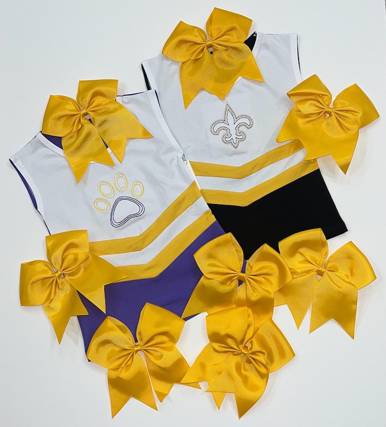 Personalized Children's Cheer Uniform - Black, Gold & Purple Team ...