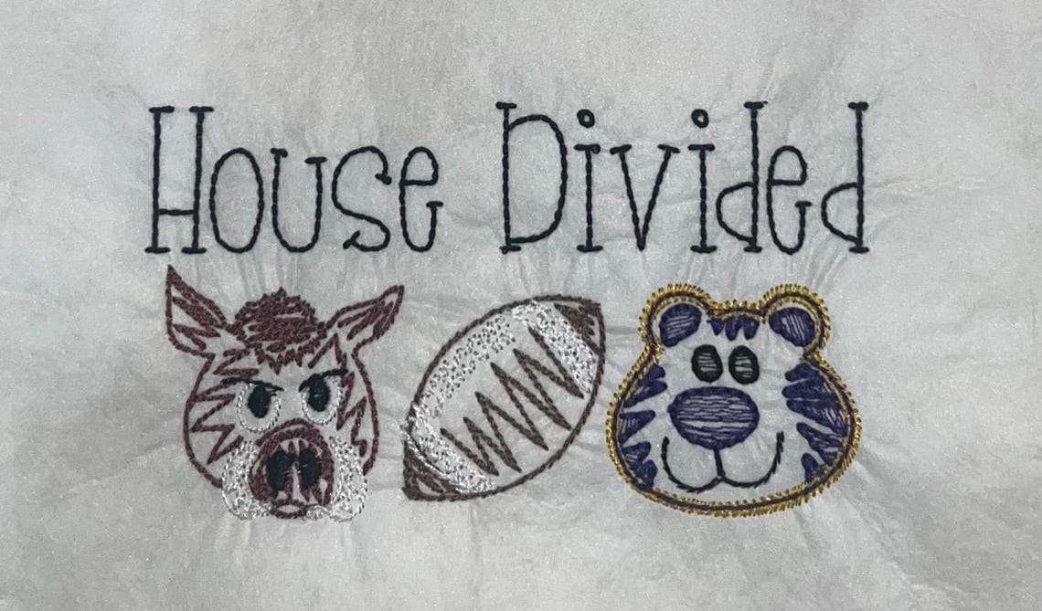Embroidered House Divided Football Shirt: Tigers & Bulldogs - Etsy