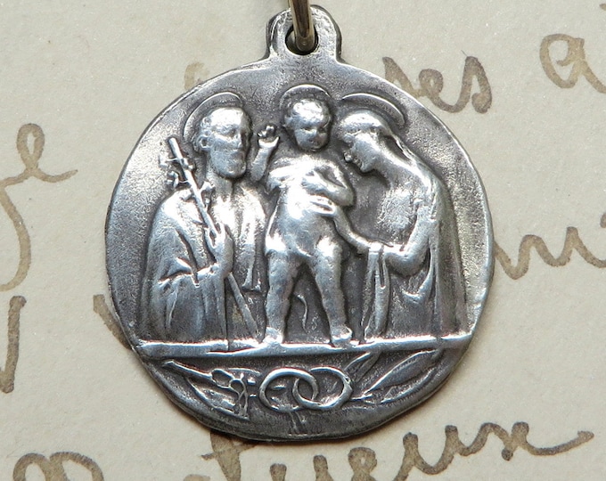 Holy Family Medal Sterling Silver Antique Replica - Etsy