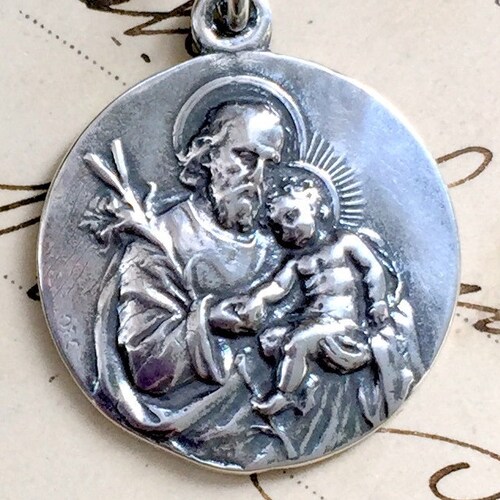 St Joseph Cross Medal Sterling Silver Antique Replica - Etsy