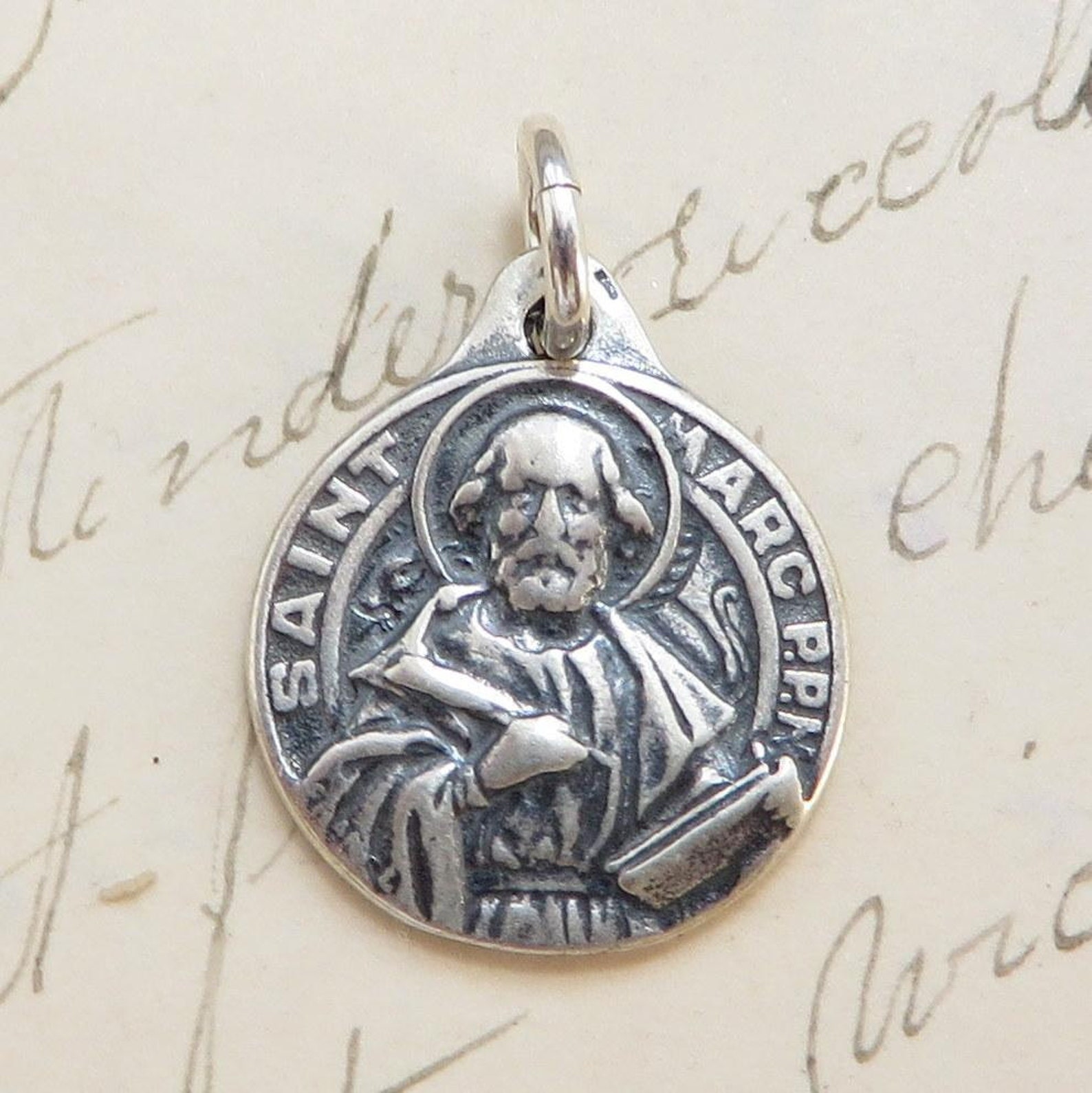 St Mark Medal Sterling Silver Antique Replica Patron of - Etsy