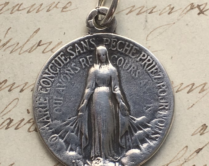 Miraculous Virgin Mary Medal Sterling Silver Antique Replica - Etsy