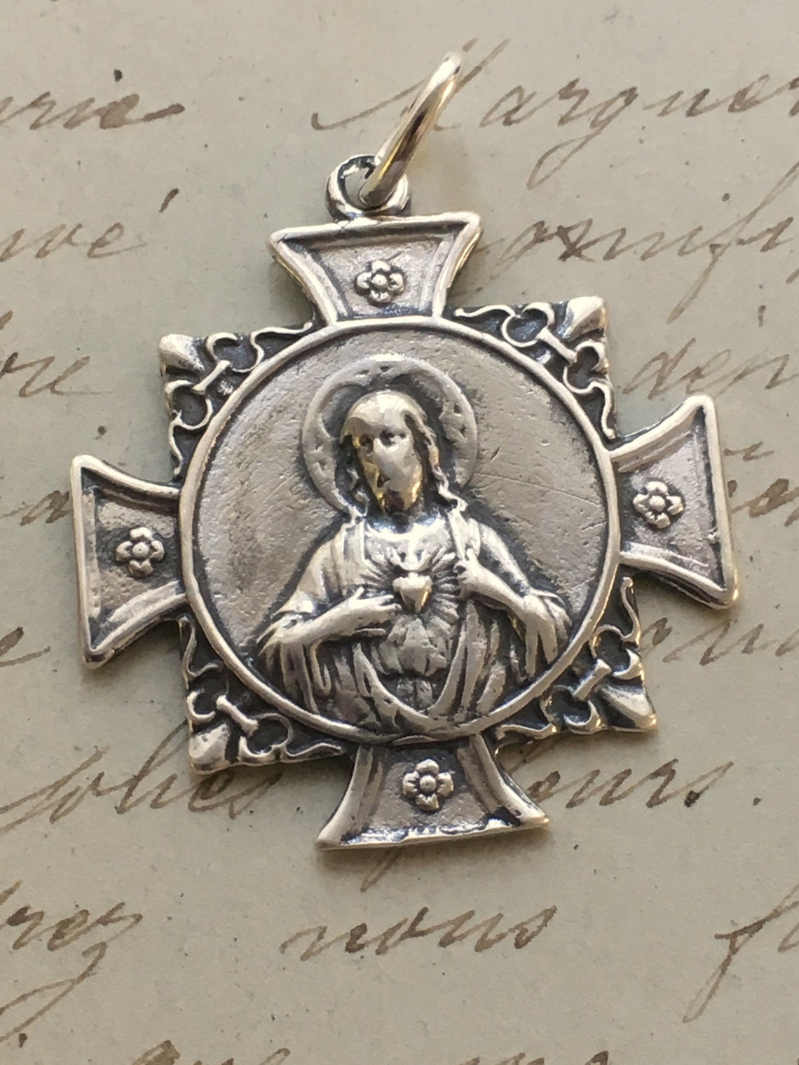 St Joseph Cross Medal - Sterling Silver Antique Replica - Patron of ...