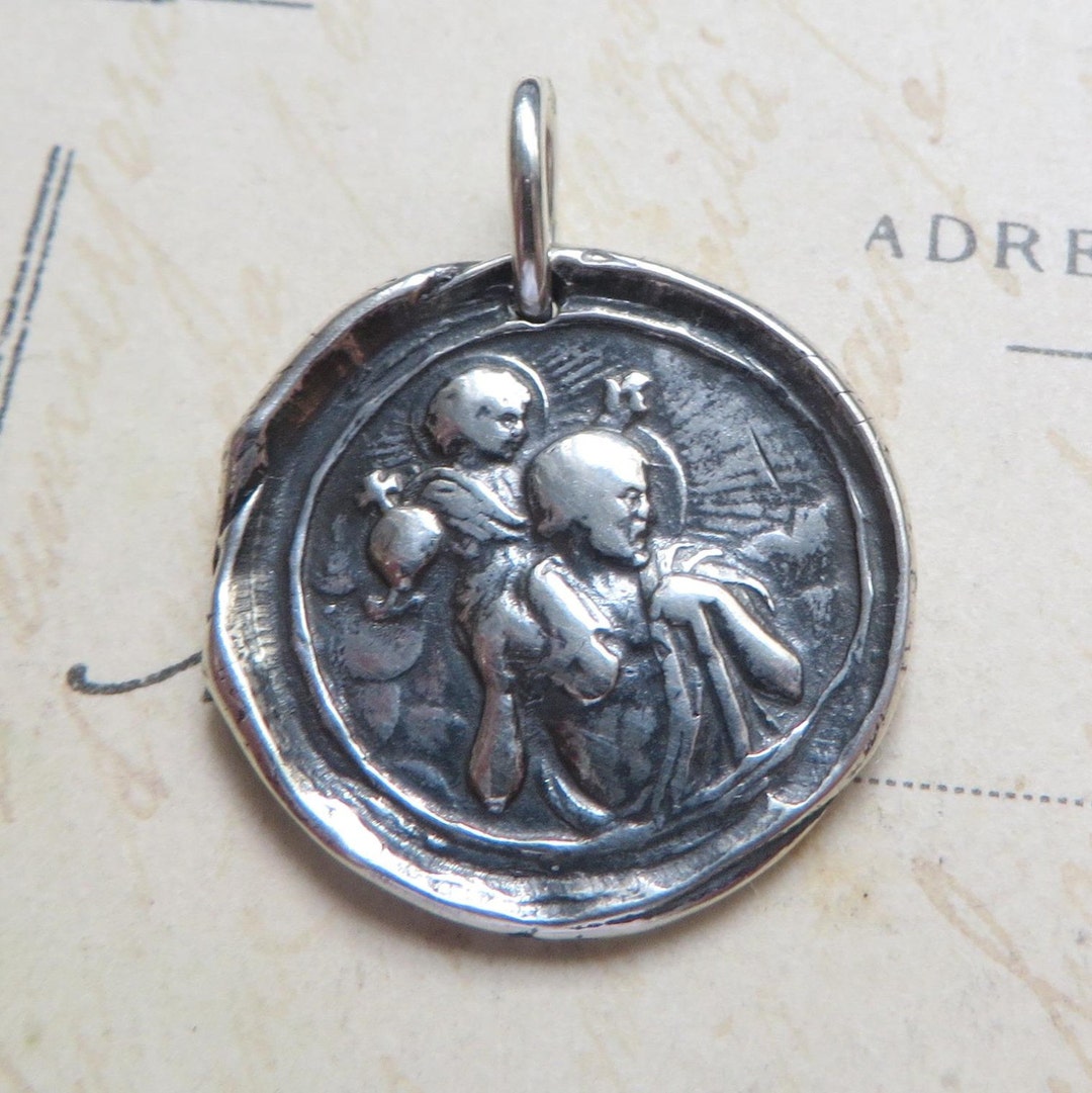 St Christopher Wax Seal Medal - Patron of Travelers, Against Storms ...