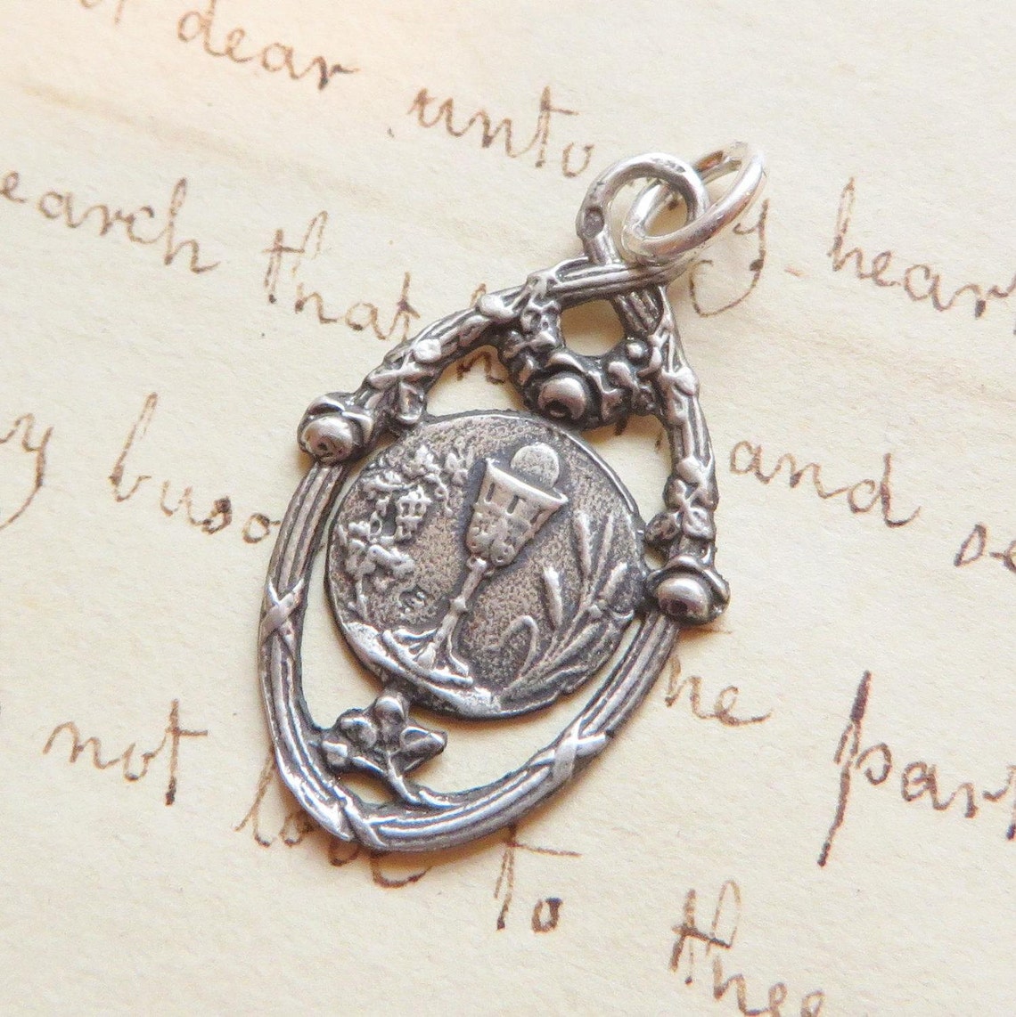 First Holy Communion Classic Medal -sterling Silver Antique Replica - Etsy