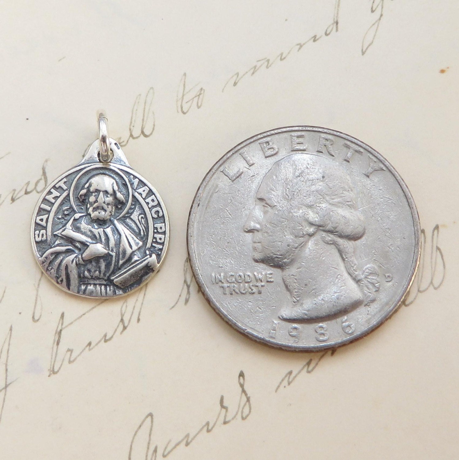 St Mark Medal Sterling Silver Antique Replica Patron of | Etsy