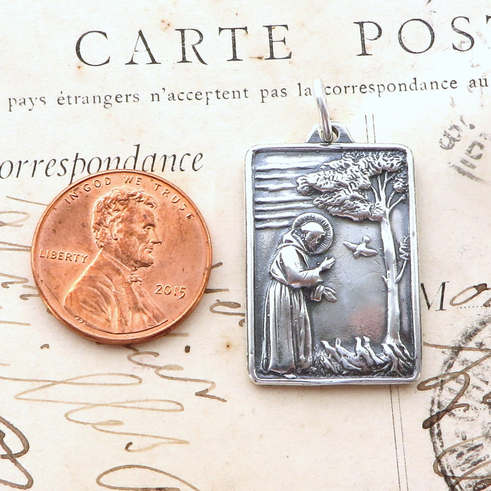St Francis of Assisi Feeding the Birds Large Medal Sterling - Etsy