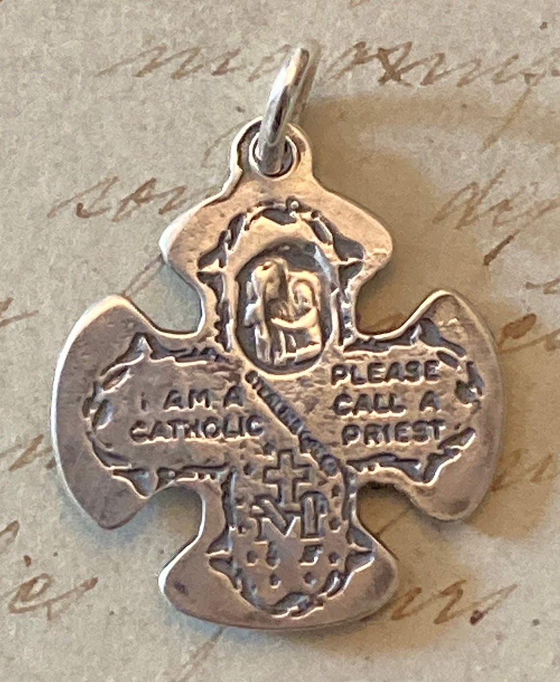 Four Way Cross Scapular Medal - Sterling Silver Antique Replica - Etsy