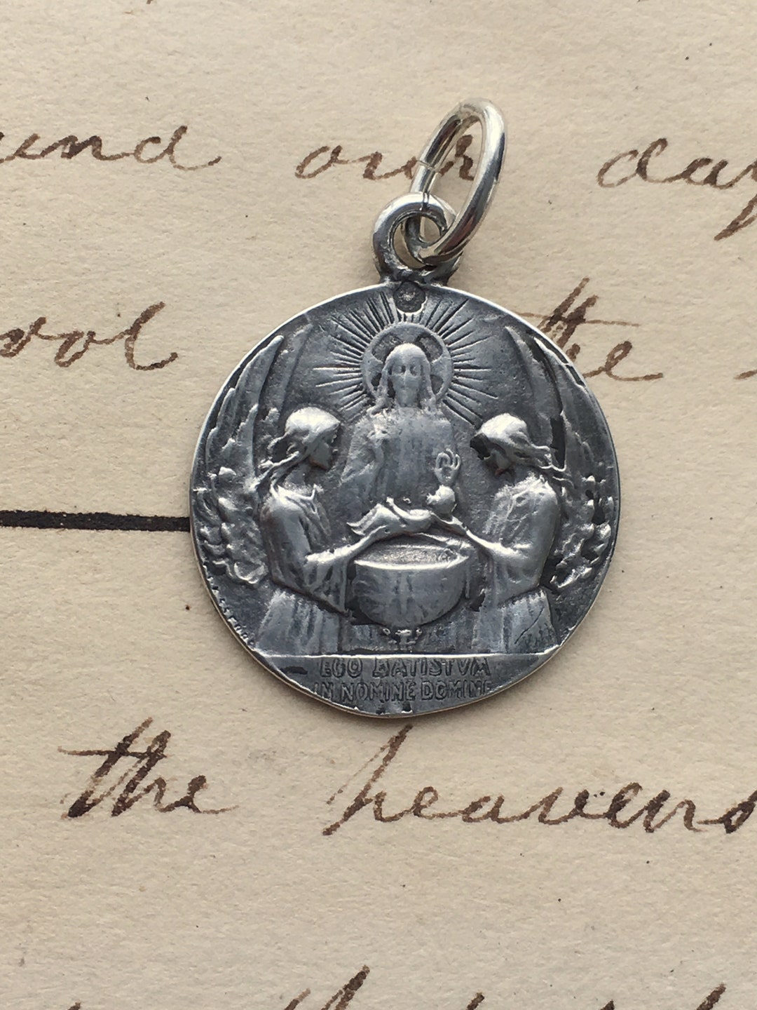 Baptism Medal - Sterling Silver Antique Replica - Etsy