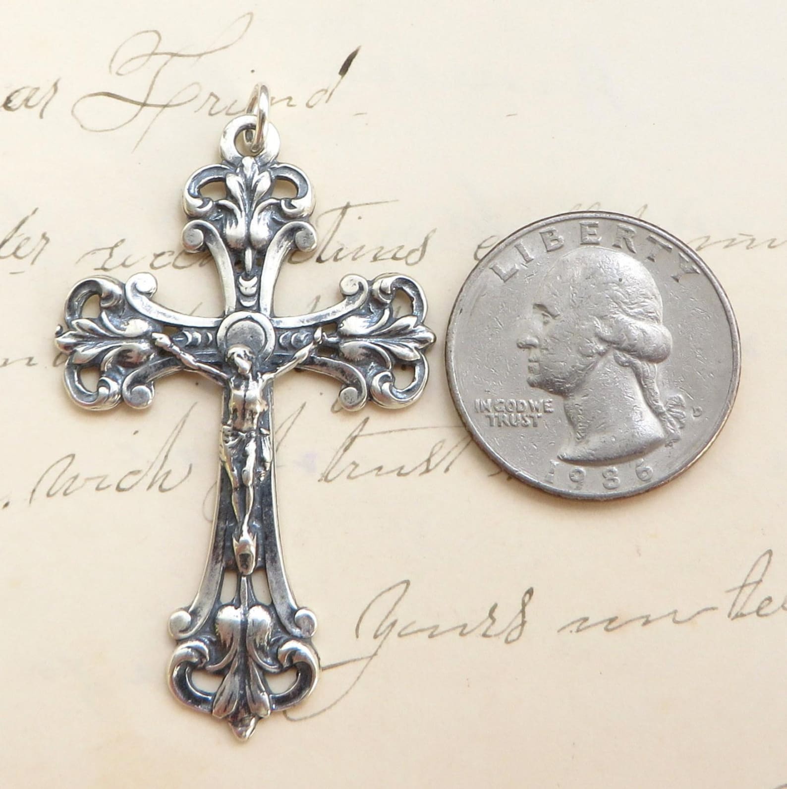 Victorian Sterling Silver Crucifix - Antique Replica - Etsy