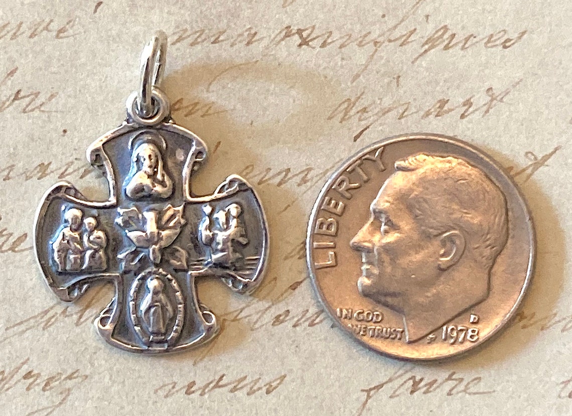 Four Way Cross Scapular Medal - Sterling Silver Antique Replica - Etsy