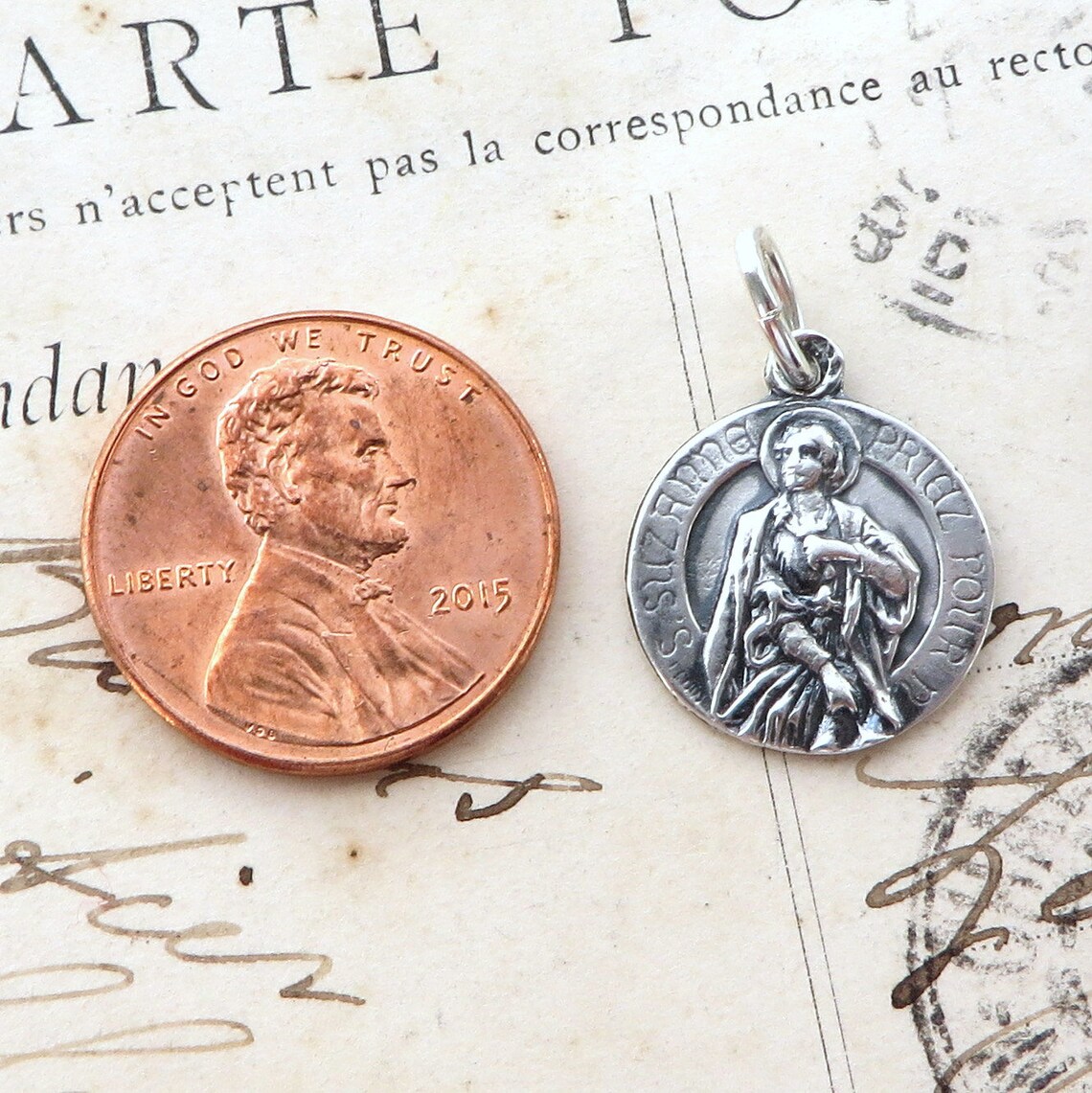 St Susanna / Suzanne Medal - Sterling Silver Antique Replica - Patron ...