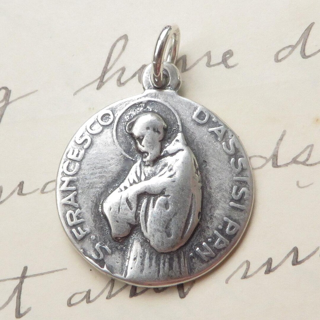 St Francis of Assisi / St Clare Medal - Sterling Silver Antique Replica - Patron of the ...