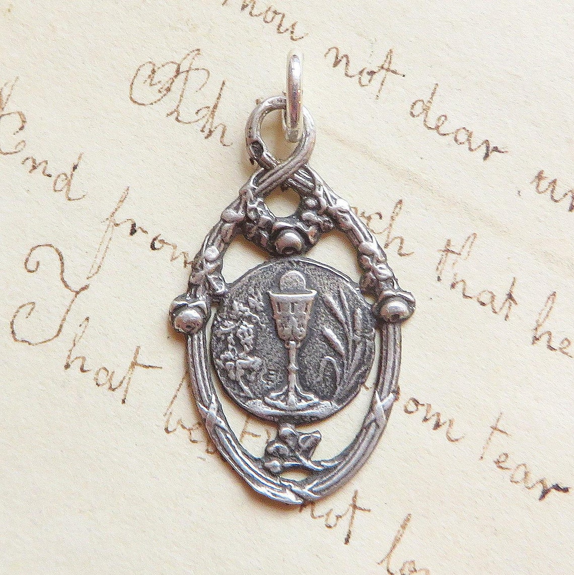 First Holy Communion Classic Medal -sterling Silver Antique Replica - Etsy