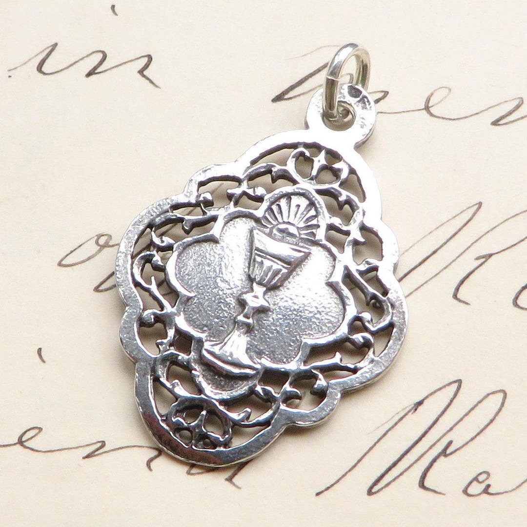 First Holy Communion Medal - Sterling Silver Antique Replica - Etsy