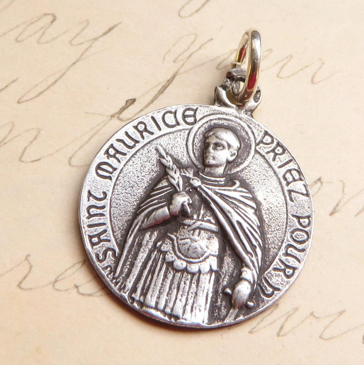 St Maurice Medal Sterling Silver Antique Replica Patron of - Etsy