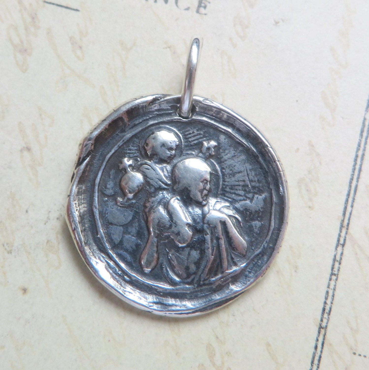 St Christopher Wax Seal Medal - Patron of Travelers, Against Storms ...