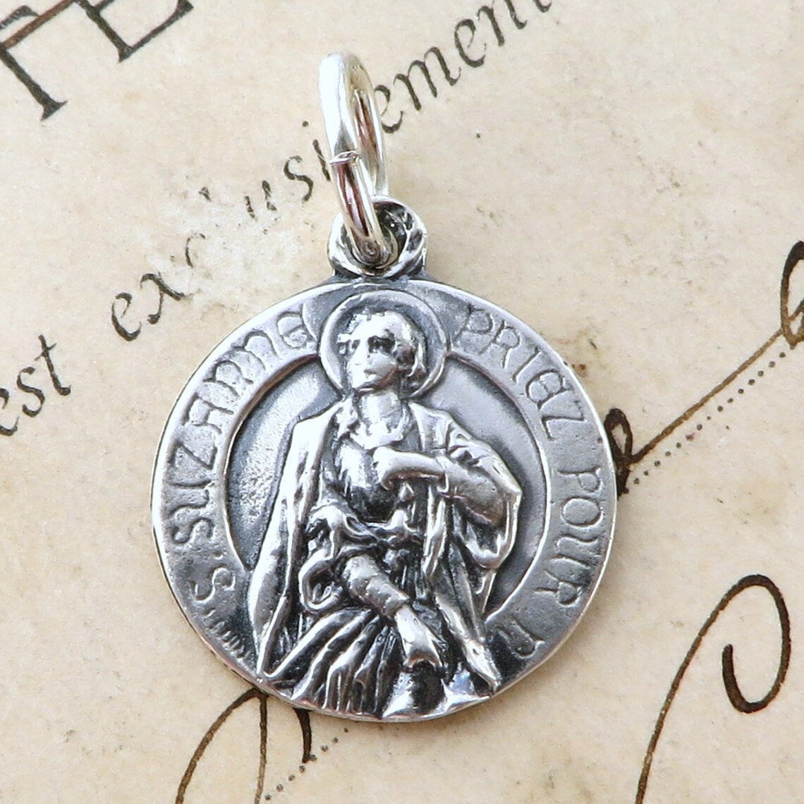 St Susanna / Suzanne Medal - Sterling Silver Antique Replica - Patron ...