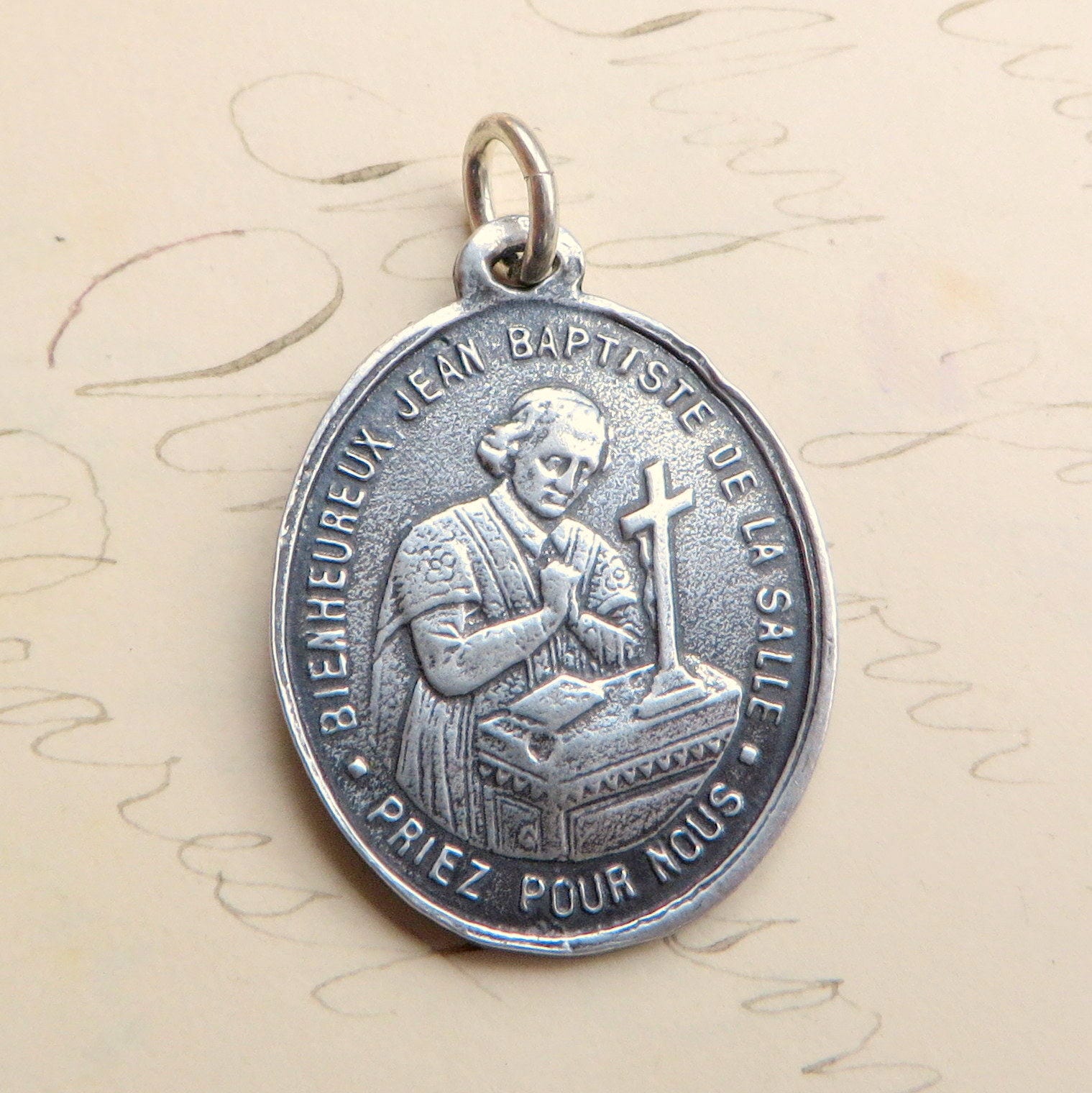 St Jean Baptiste De La Salle Medal Sterling Silver Antique - Etsy