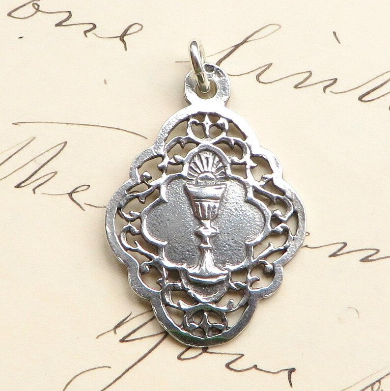First Holy Communion Medal Sterling Silver Antique Replica - Etsy