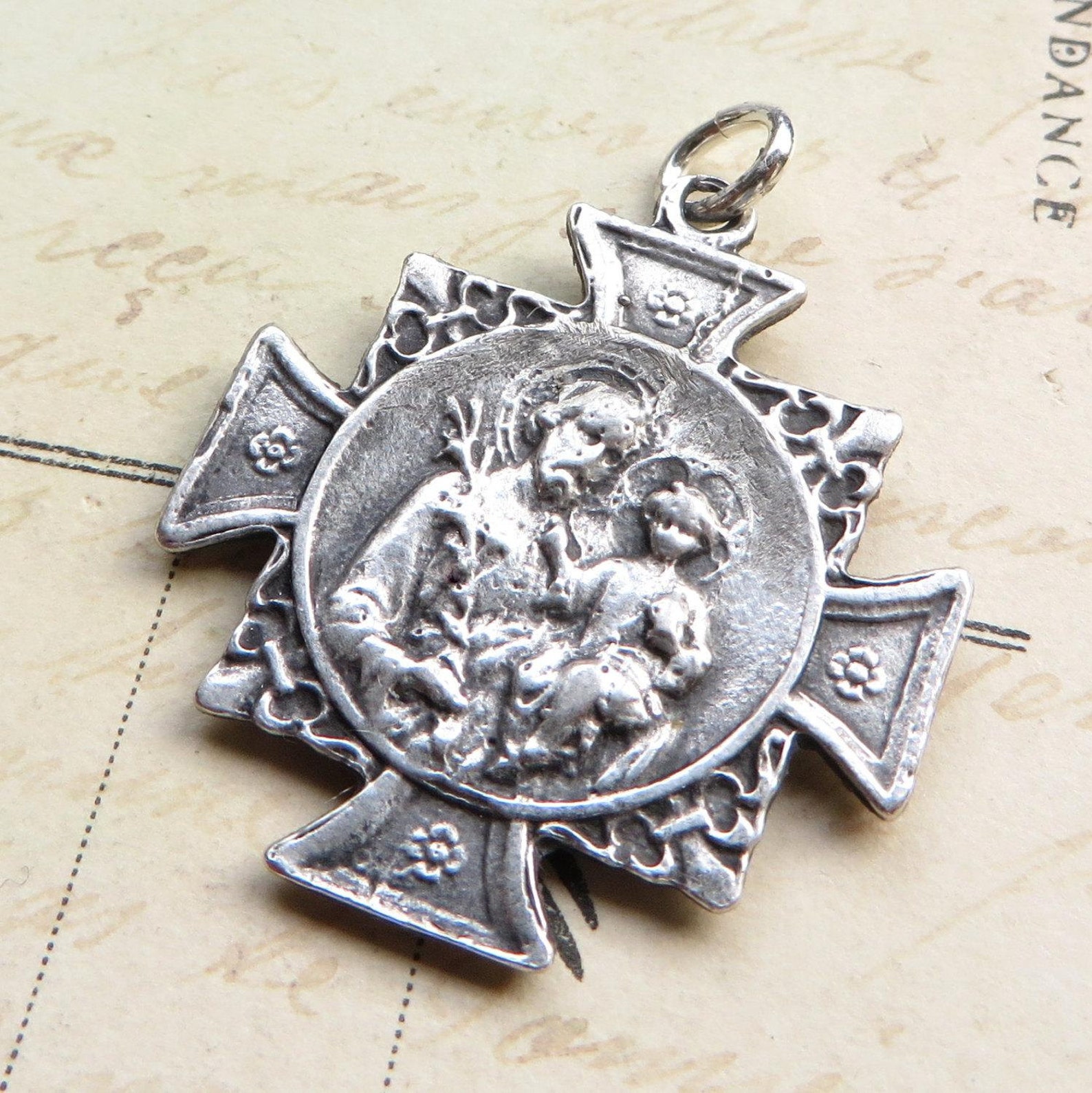 St Joseph Cross Medal - Sterling Silver Antique Replica - Patron of ...