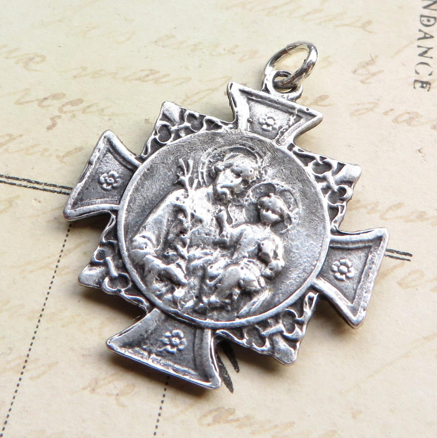 St Joseph Cross Medal Sterling Silver Antique Replica | Etsy