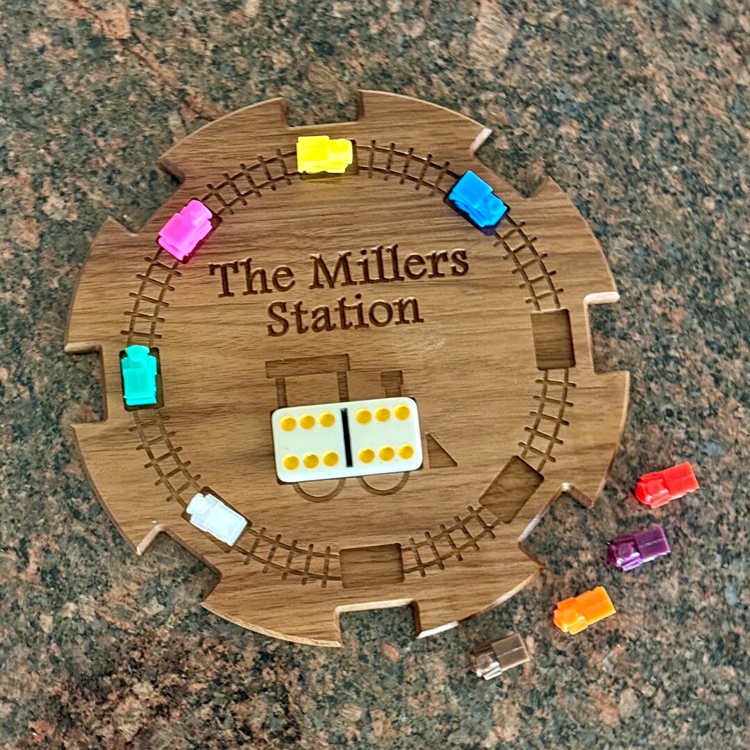Personalized Wooden Mexican Train Domino Station With Trains - 8 Inches ...