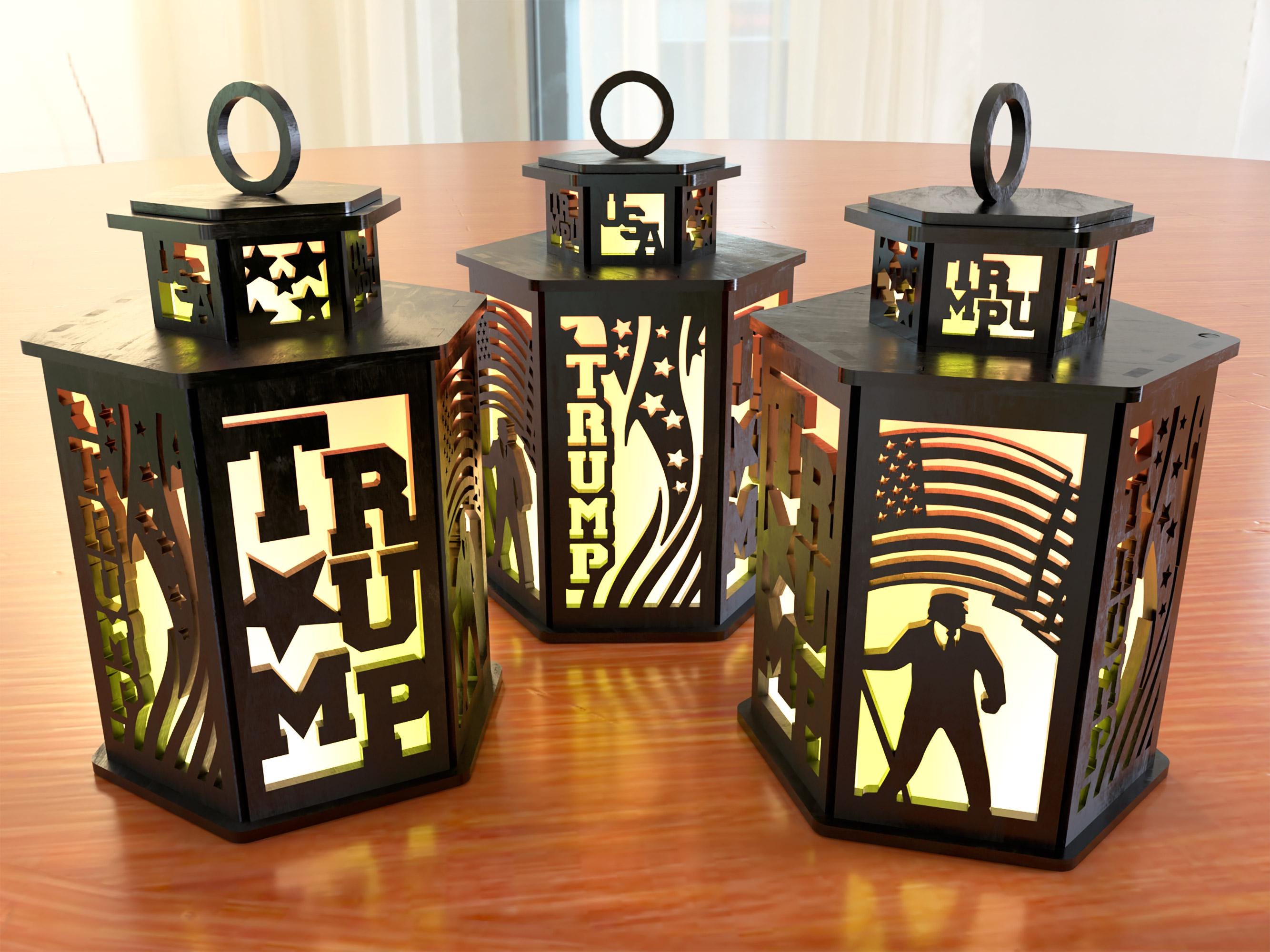 TRUMP Lamp Night Light Lantern Decoration SVG Laser, Trump 2024 Lantern ...