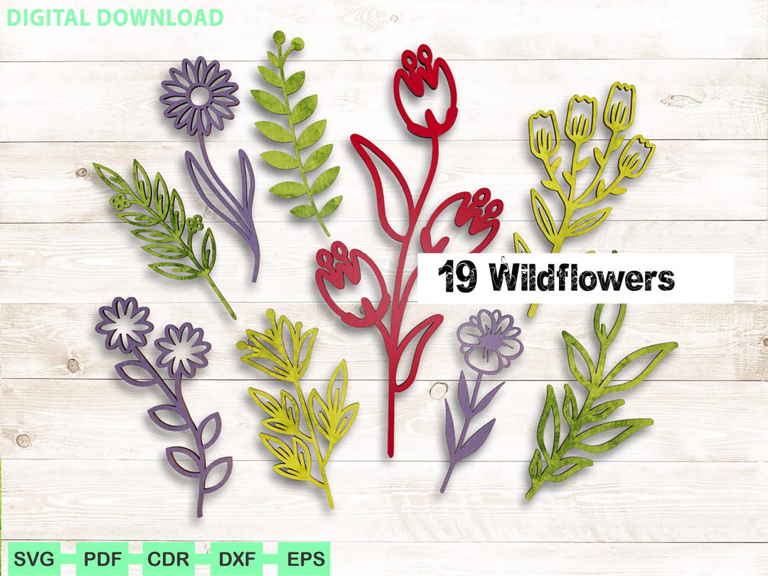 Wildflowers Bundle SVG DXF Laser Cut File - Etsy